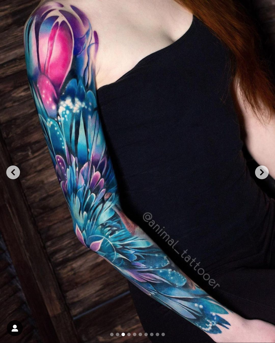 Bellísimos y coloridos tatuajes de flora y fauna por Animal Tattooer ...